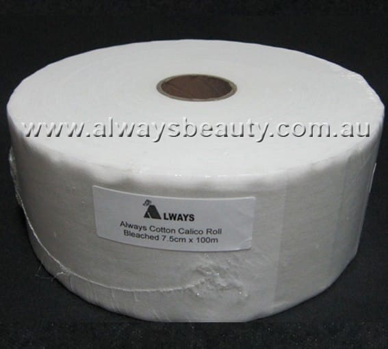 15381 Bleached Calico Roll 75MM x 100M - Always Nail & Beauty Supply