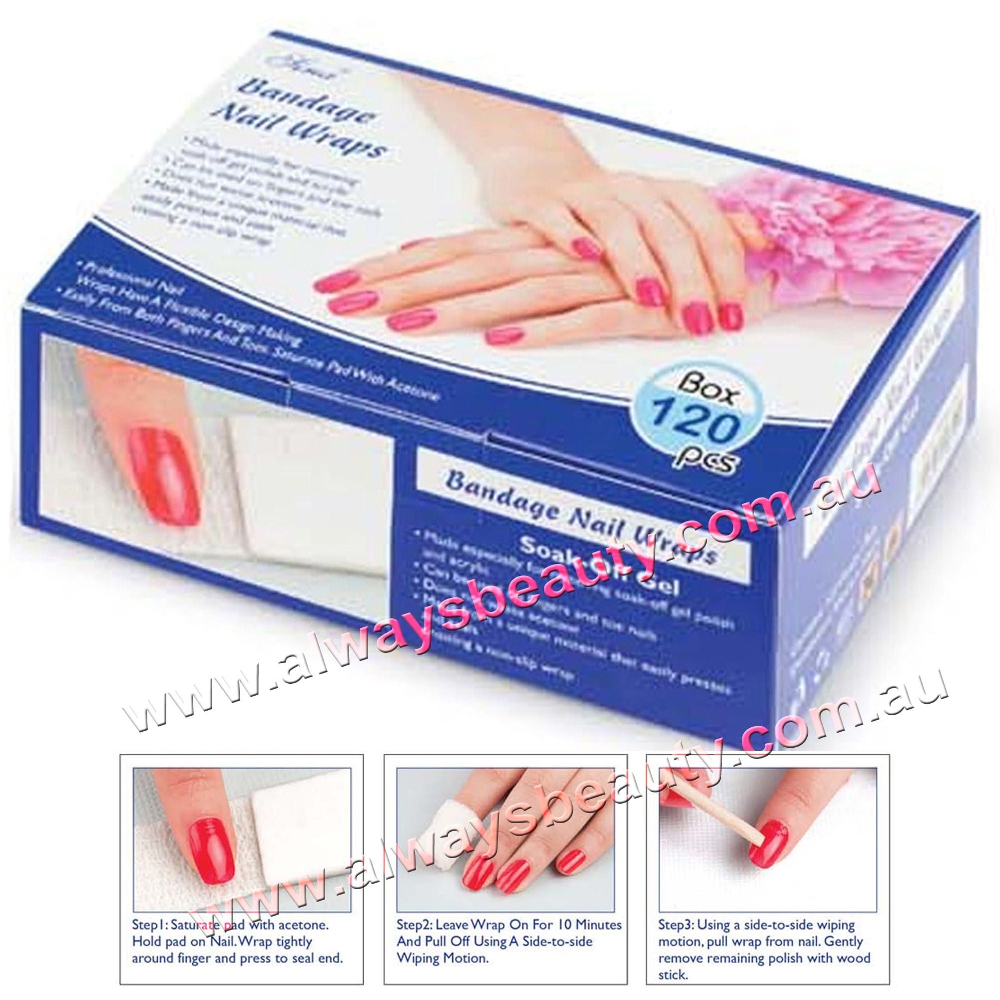 383 Soak Off Gel Nail Remover Bandage Wrap 120Pk - Always Nail & Beauty ...